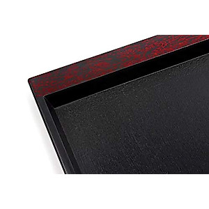 DayCount Melamine Serving Tray Large Rectangle - 14.8'' x 9.5'' Wood Grain Black Plastic Plate or Platter for Parties, Dinner, Thanksgiving, BBQ & Baking