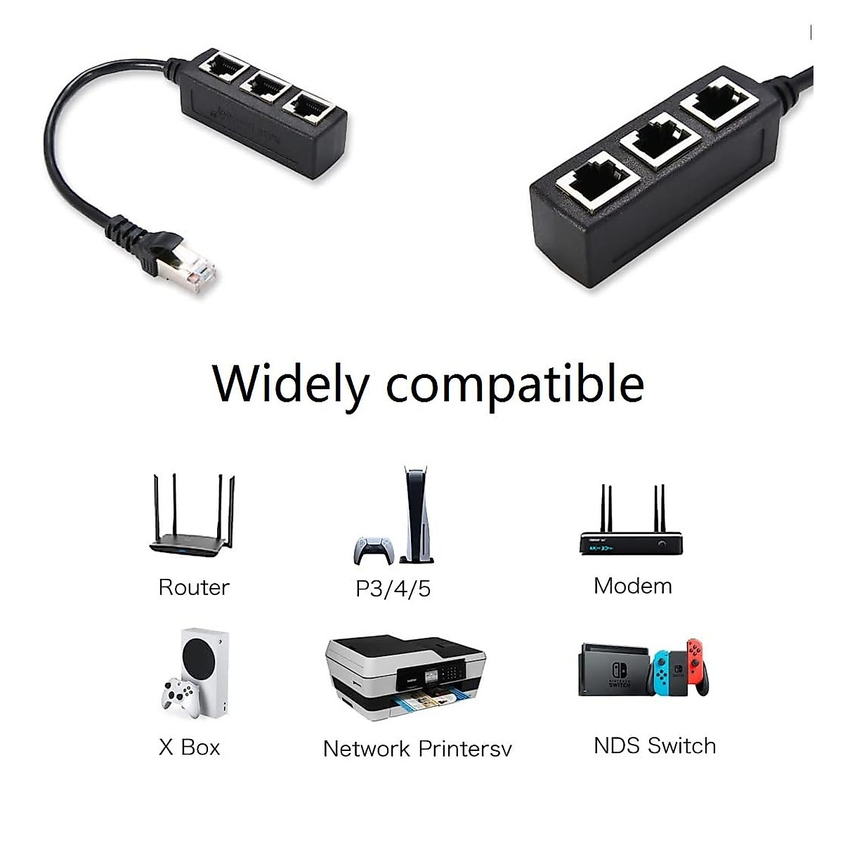 HRIOEKAX RJ45 Ethernet Splitter Cable, RJ45 Y Splitter Adapter 1 to 3 Port Ethernet Switch Adapter Cable for CAT 5 CAT 5e CAT 6 CAT 7…