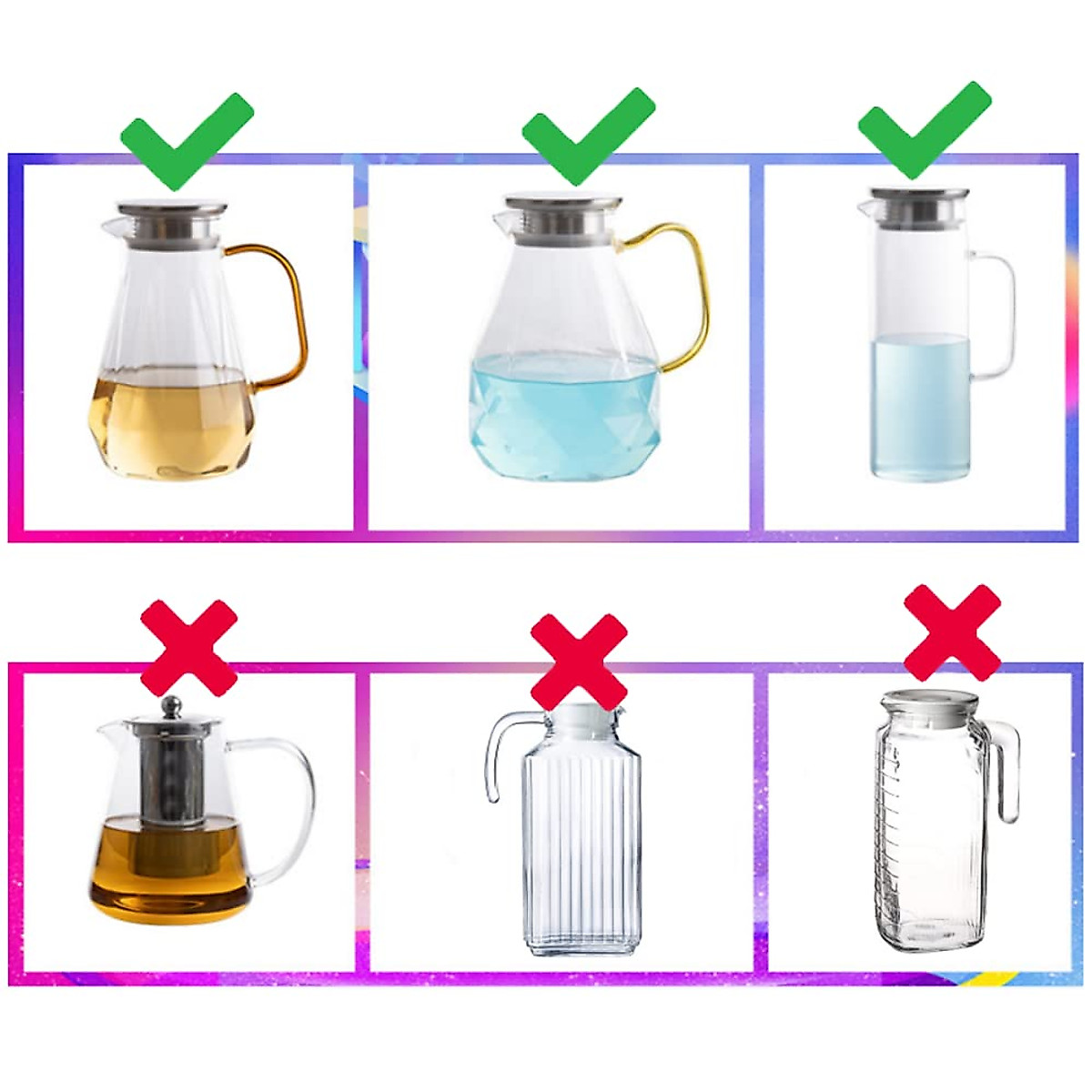 HONGYUNoH 2pcs Stainless Steel Glass Water Pitcher Lids Anti-Dust Splash Resistant Stoppers Covers with Drain for Beverage Carafe Pouring