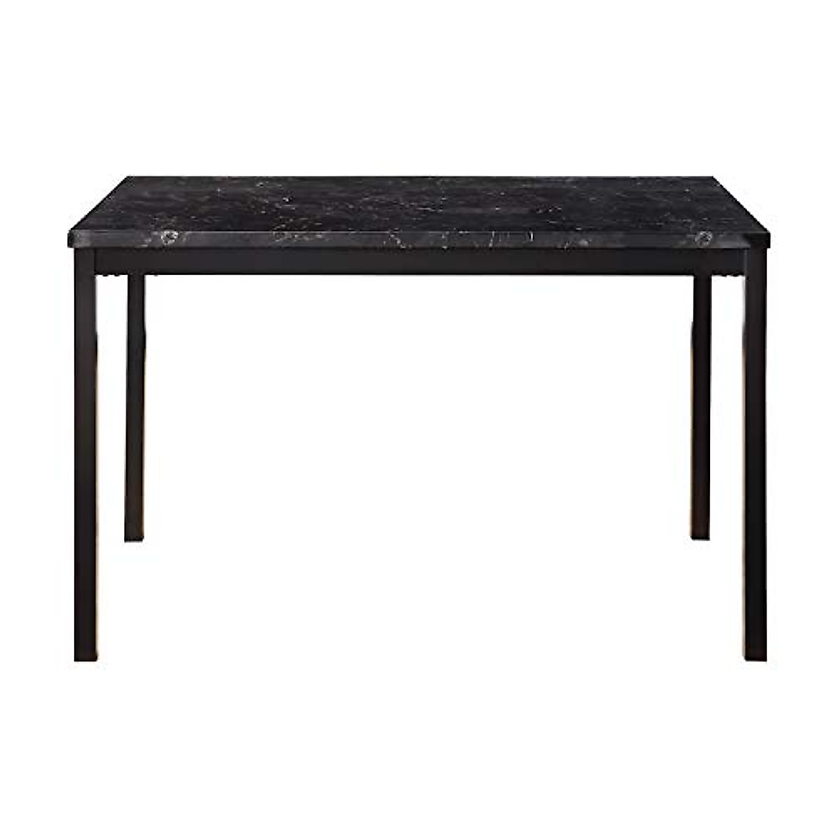 Lexicon Malaya Metal Dining Table with Faux Marble Top, 48" x 30", Black