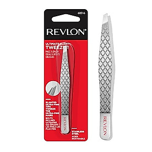 Revlon Ultimate Slant Tweezer, Hand-Finished Ultra-Fine Tips for Precise Hair Removal, Perfect for Tweezing The Tiniest Hairs, Made With Stainless Steel, 1 count
