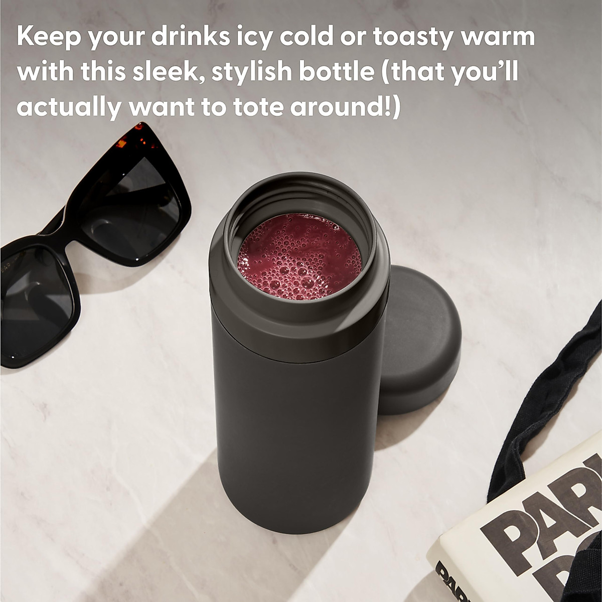 W&P Porter Insulated Bottle 20 oz | Clean Taste Ceramic Coating for Water, Coffee, & Tea | Wide Mouth Vacuum Insulated | Dishwasher Safe, Blush