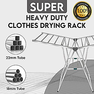 ZOES HOMEWARE Heavy Duty Clothes Drying Rack | Stainless Steel Drying Rack Clothing | Large Foldable Collapsible Laundry Drying Rack | Laundry Hanger Dryer Rack