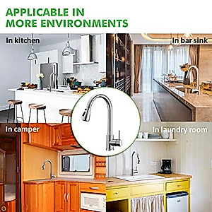 Kitchen Sink Faucet, Kitchen Faucet Stainless Steel with Pull Down Sprayer Brushed Nickel Commercial Modern High arc Single Handle Single Hole Pull Out Kitchen Faucets for Bar Laundry rv Utility Sink
