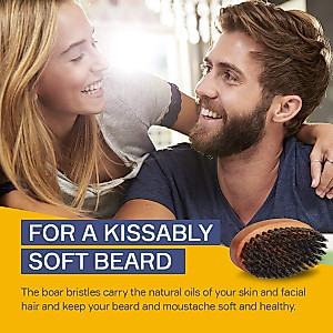 Seven Potions Beard Brush For Men With 100% First Cut Boar Bristles. Made in Pear Wood With Firm Bristles To Tame and Soften Your Facial Hair