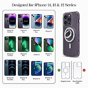 Case-Mate Magnetic Phone Grip & Phone Ring Holder - Magnetic iPhone Holder - Removable MagSafe iPhone Accessories - Rotatable Kickstand for iPhone 14 Pro Max/ 13 Pro Max/ 12 Pro Max - Twinkle Diamond