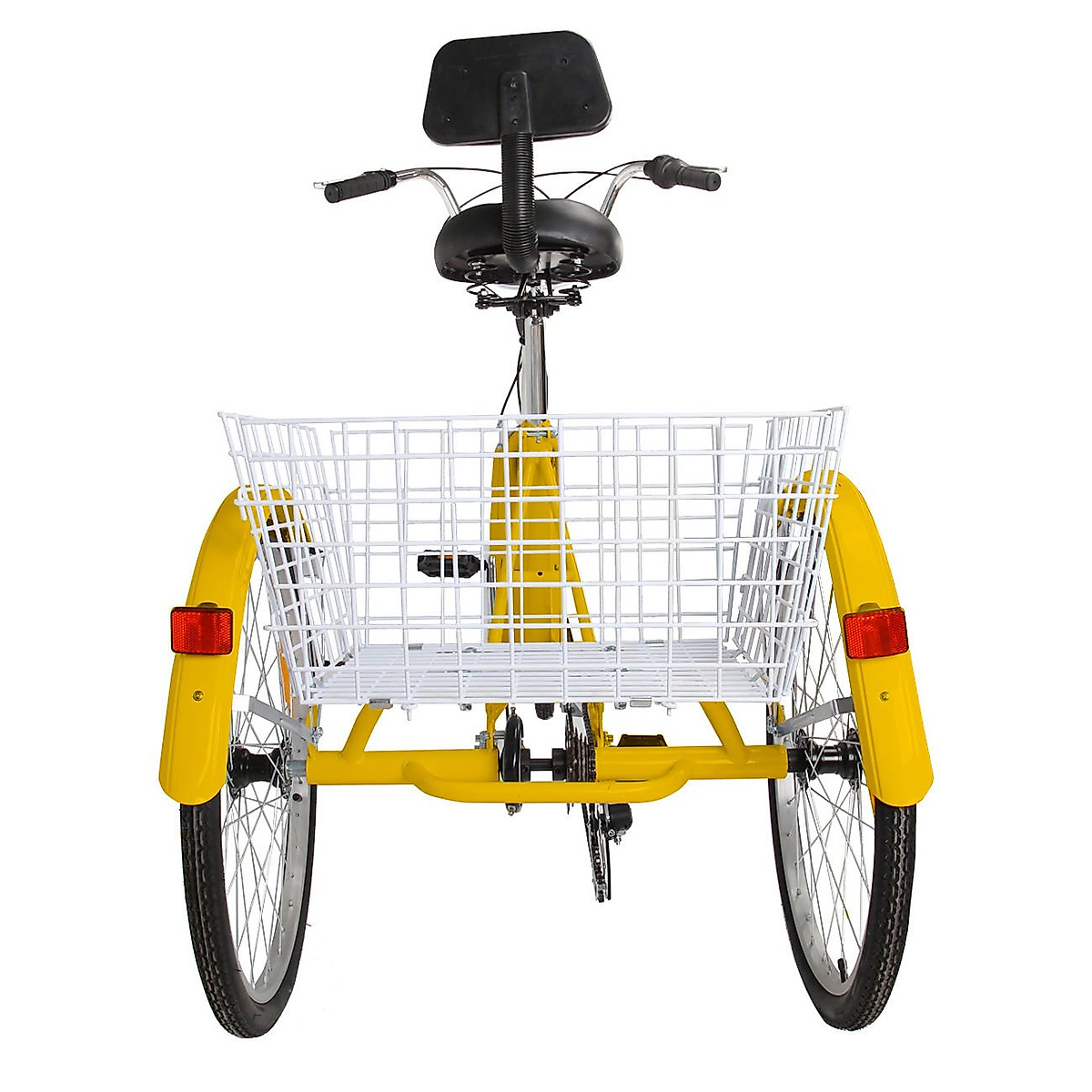 Areyourshop Unisex Adult 24" 3-Wheel 7-Speed Tricycle Bicycle Bike Cruise Basket Yellw