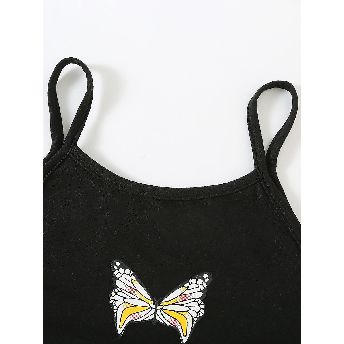 Floerns Girls Graphic Print Clothes Cami Top Sweatpants with Jacket 3 Piece Outfit Black 11-12Y