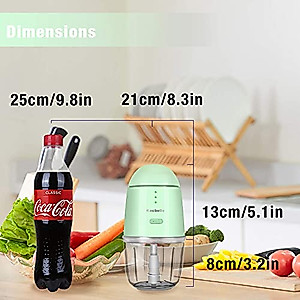 Food Processor - Cordless Mini Food Processor & Portable Small Food Chopper for Vegetables Fruit Salad Onion Garlic,Kitchen,1.3Cup 10 0z,150 Watts,Glass Container Dishwasher Safe (Green)