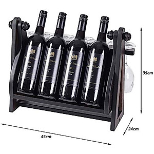 PIBM Stylish Simplicity Wine Racks Free Standing Swing Wooden,Wineglass Upside Down Wine Cabinet Decoration,Decorative Wine Bottle Holder,Freedining Table Top Display (45X24X35Cm)