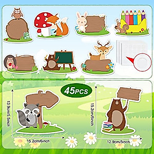 45 Pieces Woodland Animal Friends Cutout, Woodland Creatures Forest Classroom Decoration for Bulletin Board Classroom School Jungle Animals Baby Shower Theme Party Supplies