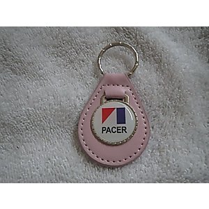 1975 1976 1977 1978 1979 AMC PACER LOGO EMBLEM LEATHER KEYCHAIN - PINK