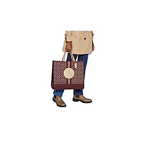 Coach Dempsey Tote 40 In Signature Jacquard With Stripe And Coach Patch (IM/Wine Multi)