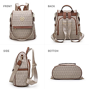 MKP Women Fashion Backpack Purse Multi Pockets Signature Anti-Theft Rucksack Travel Ladies Shoulder Bag Handbag 2Pcs