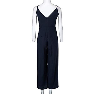 Womens V-Neck Spaghetti Strap Mitiy Sleeveless Wide Leg One Piece Jumpsuit Romper Playsuit