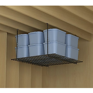 Hyloft 00625 45-Inch x 45-Inch Overhead Steel Garage Storage System, Adjustable Ceiling Mount Storage Rack, Hammertone