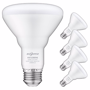 SHINESTAR 4-Pack BR30 LED Bulb, 65W Equivalent, Recessed Light Bulbs, 5000K Daylight White, Dimmable, 650LM, E26 Base