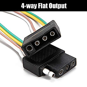 CZC AUTO 4 Pin Trailer Light Wire Harness Extension 18 Gauge 4-Way Flat Wiring Connector, 25ft, for Trailer Boat Car RV Truck