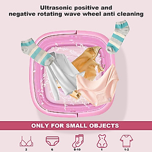 Portable Washing Machine, Mini Foldable Washer and Spin Dryer Small Foldable Bucket Washer, 3 Modes Deep Cleaning Half Automatic Wash and Dump Washer(Pink)