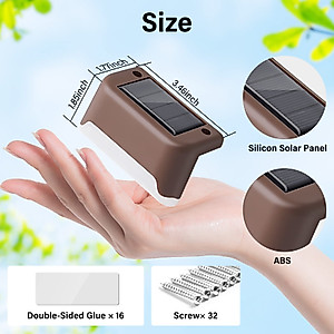 PSORLK Solar Deck Lights Outdoor, 16 Pack Solar Step Lights Waterproof LED Solar Powered Outside Patio Lights Decor Lighting for Fence Post,Wall,Railing,Yard,Step,Stairs,Deck and Pathway (Warm White)