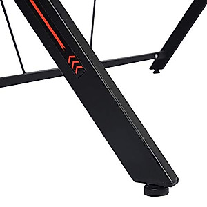 FurnitureR 47'' Gaming Desk with Monitor Stand Computer Gaming Table Home Office Desk with Cup Holder and Headphone Hook, Modern Simple Gamer Game Table, Black