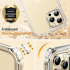 JETech Case for iPhone 12 Pro Max 6.7-Inch with 2-Pack Tempered Glass Screen Protector, 360 Full Body Shockproof Bumper Phone Cover Protective Clear Back (Clear)