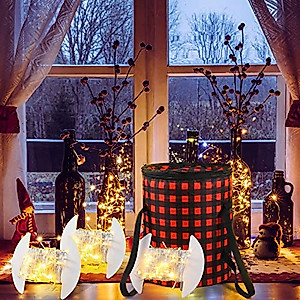 4 Pcs Light Storage Bag Buffalo Plaid Thickened Light Storage Bag with 3 Pcs Cardboard Wraps, Large Light Bulb Storage Bag with Zippered Closure for Holiday Festival (Red Buffalo Plaid)