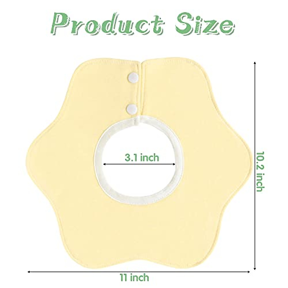 Zainpe 6Pcs 360° Rotate Baby Bibs Waterproof Snap Baby Bib Solid Colors Pink Orange Green Snap Cotton Absorbent Feeding Burp Cloth for Unisex Infant 0-12 Months Boys Girls Drooling Teething Toddler