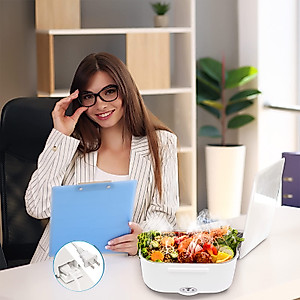 Electric Lunch Box,2 In 1 Portable Lunch Box Food Heater Upgraded Sealing Ring Waterproof And Leak-Proof For Car/Truck And Work 12v 110v 55w ,Stainless Steel Container Spoon Fork&Handbag