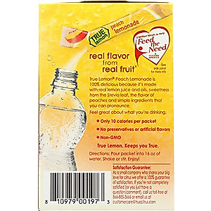 True Lemon Peach Lemonade Drink Mix, 0.106 Ounce - 10 per pack -- 12 packs per case.