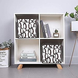 Softball Pattern Large Cubes Storage Bins Collapsible Canvas Storage Box Closet Organizers for Shelves