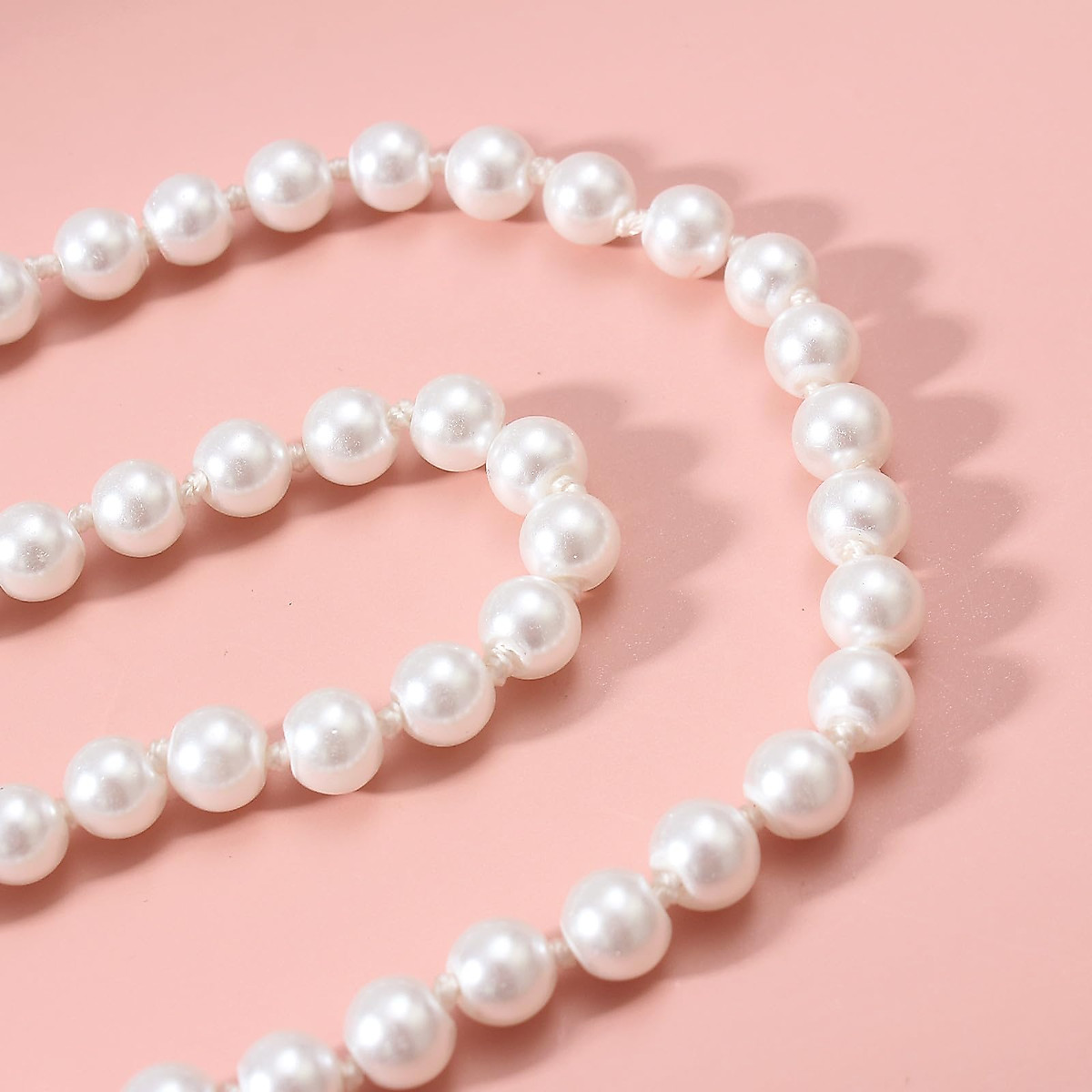 Merdia Elegant Women Lady Long White Sweater Created Pearl Necklace Beaded necklace