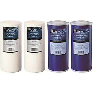 Bluonics Sediment & Carbon Replacement Water Filters 4pcs 4.5" x 10" Whole House Cartridges