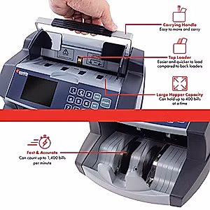Cassida 6600 UV/MG – USA Business Grade Money Counter with UV/MG/IR Counterfeit Detection – Top Loading Bill Counting Machine w/ ValuCount™, Add and Batch Modes – Fast Counting Speed 1,400 Notes/Min