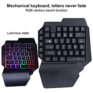 Archuu Wireless One-Handed Mechanical Keyboard,35 Keys RGB Gaming Keypad,Colorful Backlit USB Wired Gaming Keyboard,Single Hand RGB Mechanical Gaming Keyboard,Multicolor