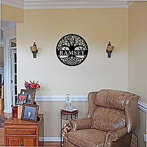 Personalized Tree of Life Metal Wall Sign - Custom Tree of life Monogram Metal Sign - Personalized Family Name Sign Last Name Sign Custom Metal Sign for Decor Wedding - Wall Art Customized Last Name