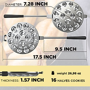 Cookie Assorted Maker - Oreshki Nuts 16 Mold Skillet - Oreshki Mold - Cookie Candy Maker 16 wells griddle - Walnut Mold Pastry - New Mold Set Cookies Pastry Baking Tool 1308478-2