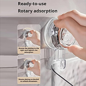 YSGBYSG Light Luxury Style Glacier Pattern Suction Cup Shelf, Suction Cup Shower Caddy, Suction Cup Shower Shelves, No-Drilling Wall Mounted Removable Shower Basket For Kitchen Bathroom (white-Large)