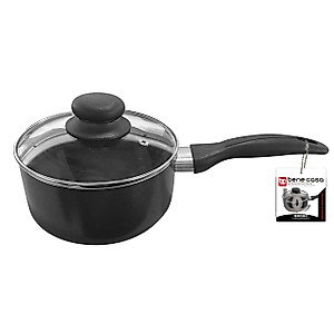 Bene Casa - Non-Stick Aluminum Saucepan with Lid - 2 Qt. Capacity - Oven and Dishwasher Safe - Cool Touch Handle