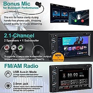 Double Din Car Stereo Radio with CD/DVD Player, Backup Camera, Bluetooth 5.2, CarPlay Android Auto Voice Control, 7inch Touchscreen Head Unite with AM FM Radio, Mirror Link, DSP, SWC, A/V Input