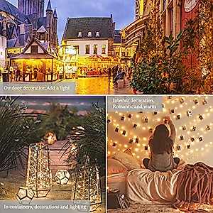 UPOOK Solar String Lights, 100LED Copper Wire Solar Fairy Lights 33Ft 8 Modes Waterproof Outdoor String Lights for Christmas Party Wedding Decoration Patio Garden Yard 2 Pack (Warm White 100LED)