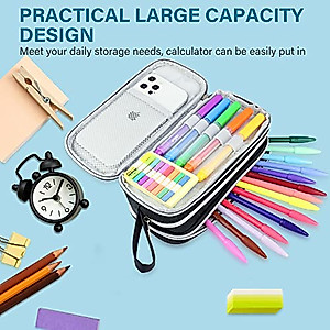 Vakoo Pencil Case, Big Capacity Pencil Pouch with 3 Compartments, Stationery Storage Box Makeup Bag School Office Supplies for Girls, Boys, Teenagers, Students - Black