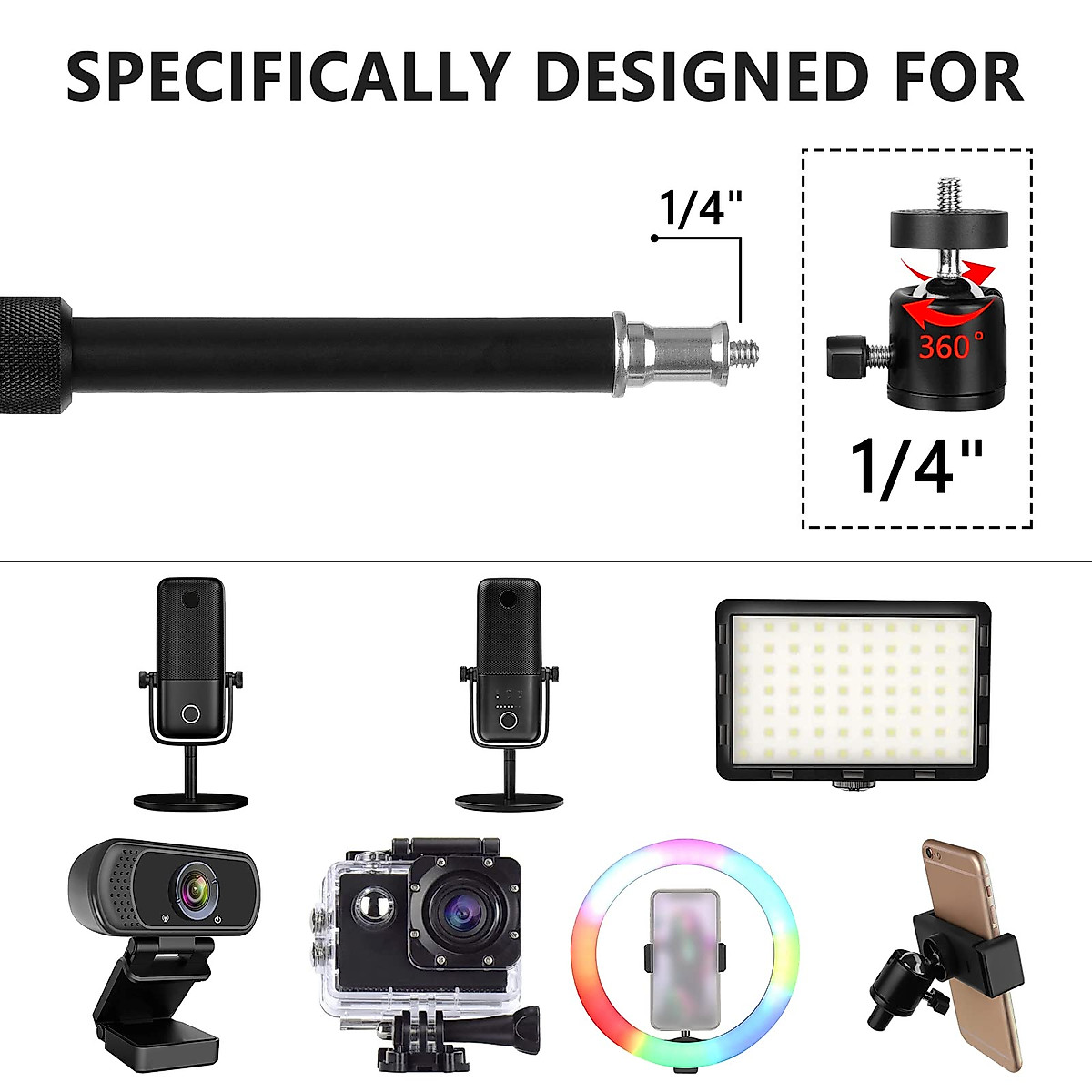 Geekria for Creators Microphone Arm Compatible with Elgato Wave Neo, Wave:1, Wave:3 Mic Boom Arm Mount Adapter, Suspension Stand, Mic Scissor Arm, Desk Mount Holder