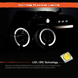 AKKON - For Ford F150 F-150 Pickup Black Smoke Dual Halo LED G2 Projector Headlights Front Lamps Replacement