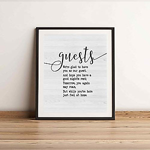 Guests-We're Glad to Have You - Welcome Sign Wall Art, Modern Typographic Wall Print - Perfect Home Decor, Guest Room Decor, Cabin & Lake House Decor Inviting Message for Guests - Unframed - 11 x 14