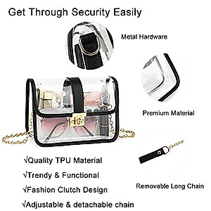 LOXOMU Clear Purse for Women, Cute Clear stadium Bag Small Clear Crossbody Purse, See Through Clear Handbag for Concerts,Festivas, Sports (Black)