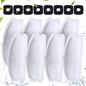 Cat Water Fountain Filters, 8PCS Carbon Filters & 8PCS Pre-Filter Sponges, Pet Water Fountain Filters for K15 2.5L/84oz Stainless Steel Cat Water Fountain Dog Water Fountain