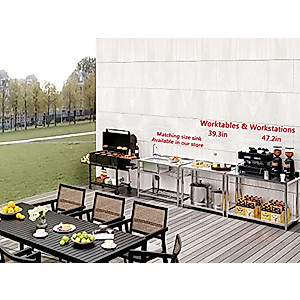 Stainless Steel Table for Prep & Work 40 x 25 Inches, Heavy Duty Commercial Work Table with Undershelf and Backsplash, Metal Prep Table for Outdoor, Indoor, Commercial Restaurant, Kitchen, Cafe, Hotel