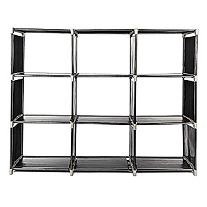 N/C Organizers and Storage Rack for Closet,Heavy Duty DIY Modular Book Shelf for Office, Storage Shelves Cubes Organizer for Bedroom Cabinet Living Room (3 Layers 9 Cubes), Black