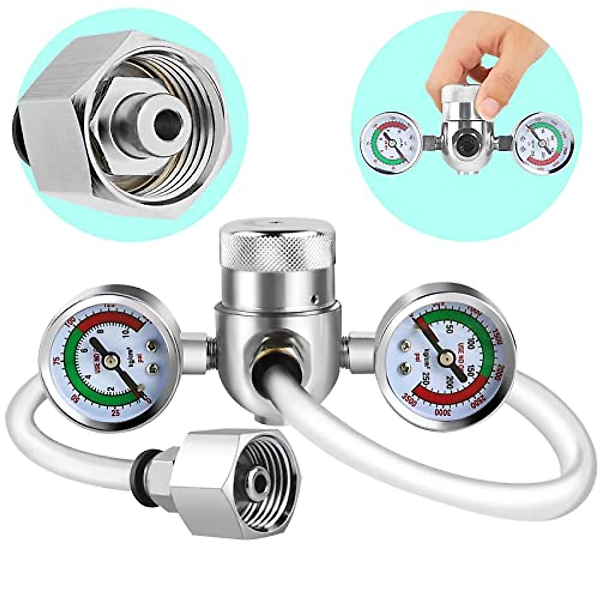 Improved Whipped Cream Pressure Regulator Valve with Upgraded Adapter & Hose Line, Pressure Regulating Valve for Whipped Cream Chargers 0.95 Liter 580g Tank (Valve -1)